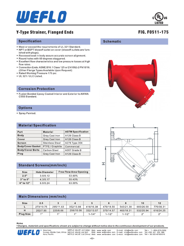 Y-Type Strainer,Flanged Ends, FIG.F0511-175 | PDF