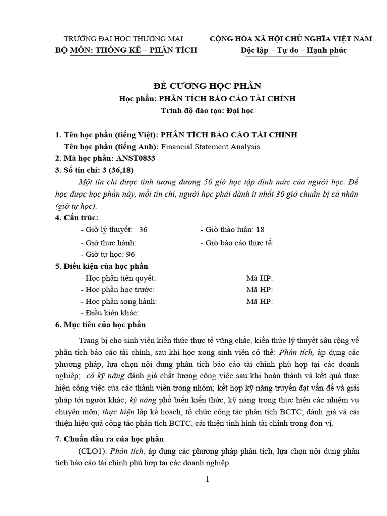 Đề cương PTBCTC | PDF