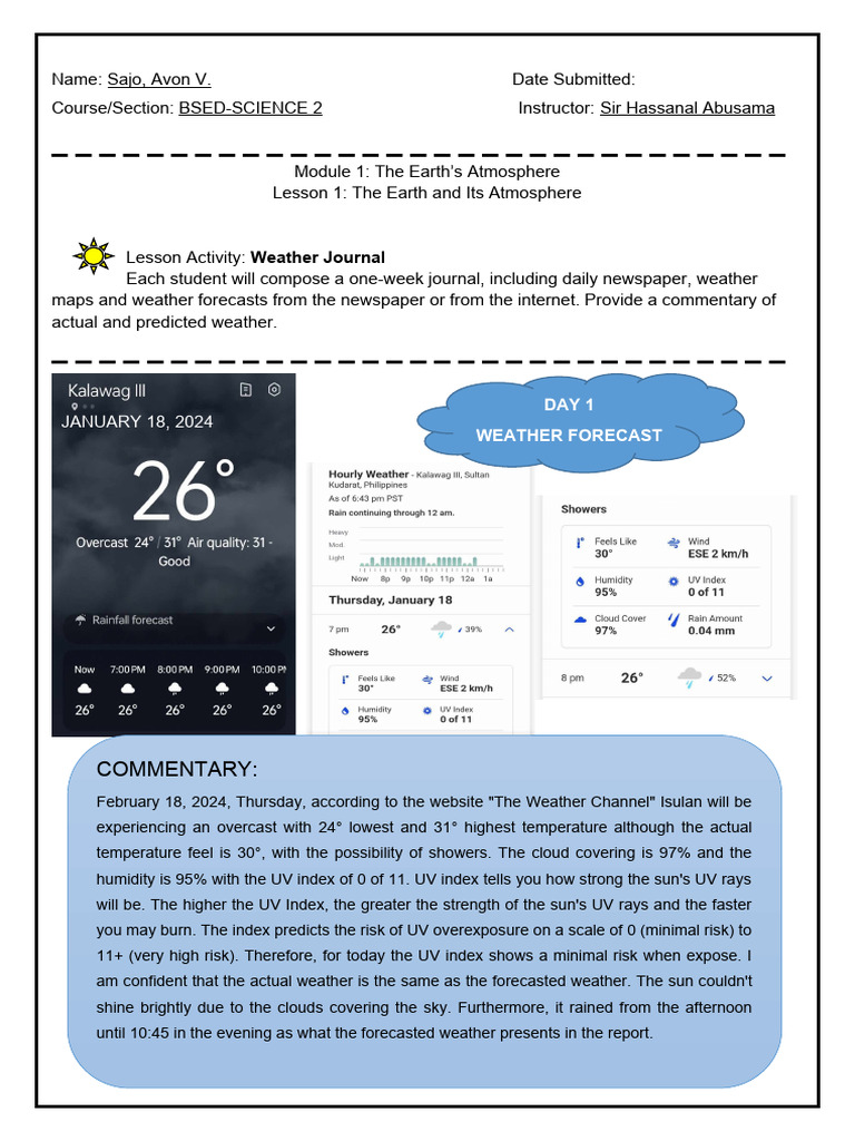 My Weather Journal | PDF | Humidity | Weather