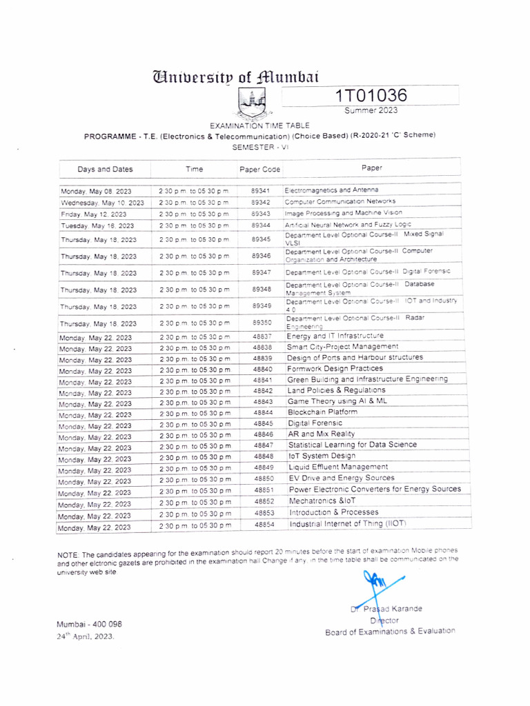 1T01036 E&tc Sem-6 C Scheme | PDF | Computing | Information And ...