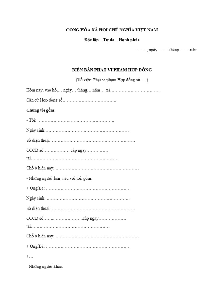 Bien Ban Phat VI Pham Hop Dong | PDF