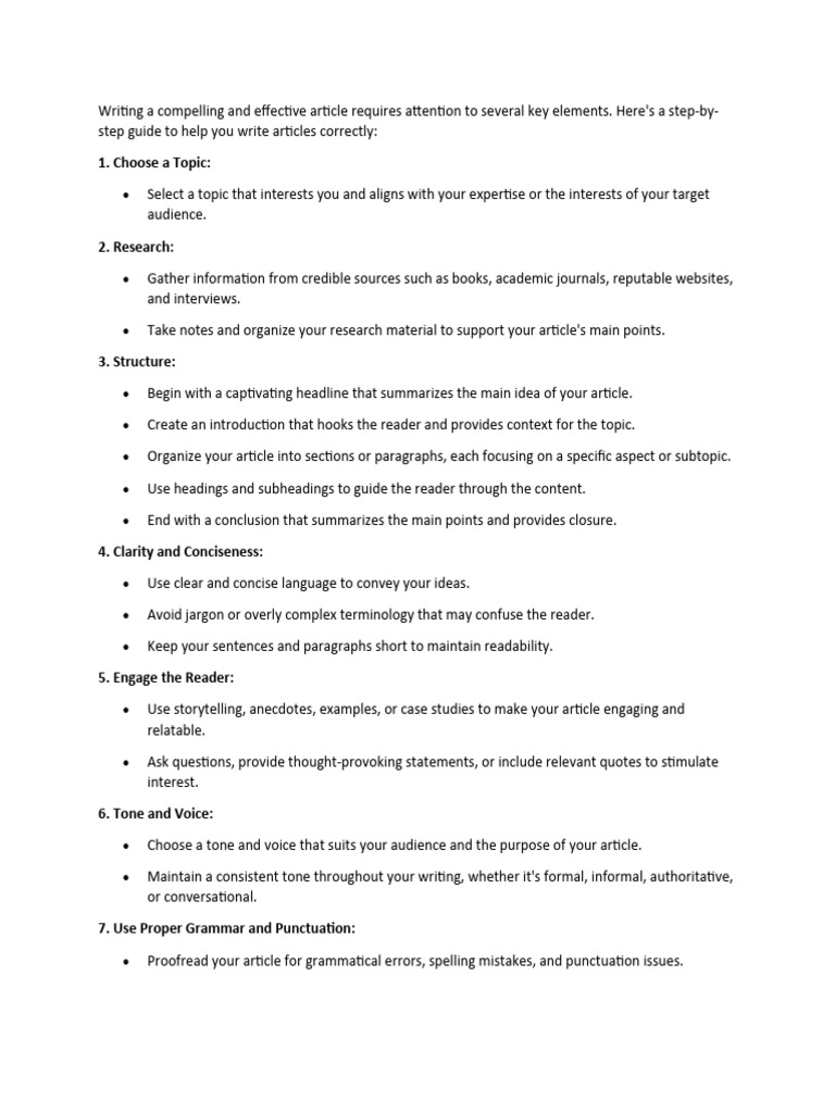 Writing a Compelling and Effective Article Requires Attention to ...