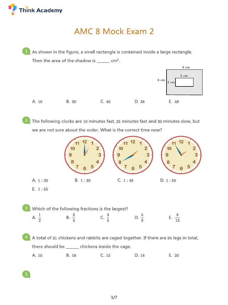 AMC 8 Mock Exam 3 | PDF