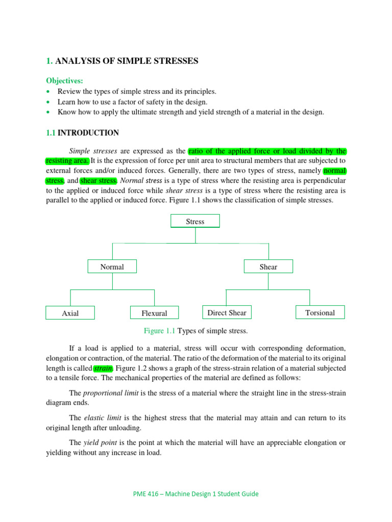 Analysis of Simple Stresses | PDF | Strength Of Materials | Stress ...