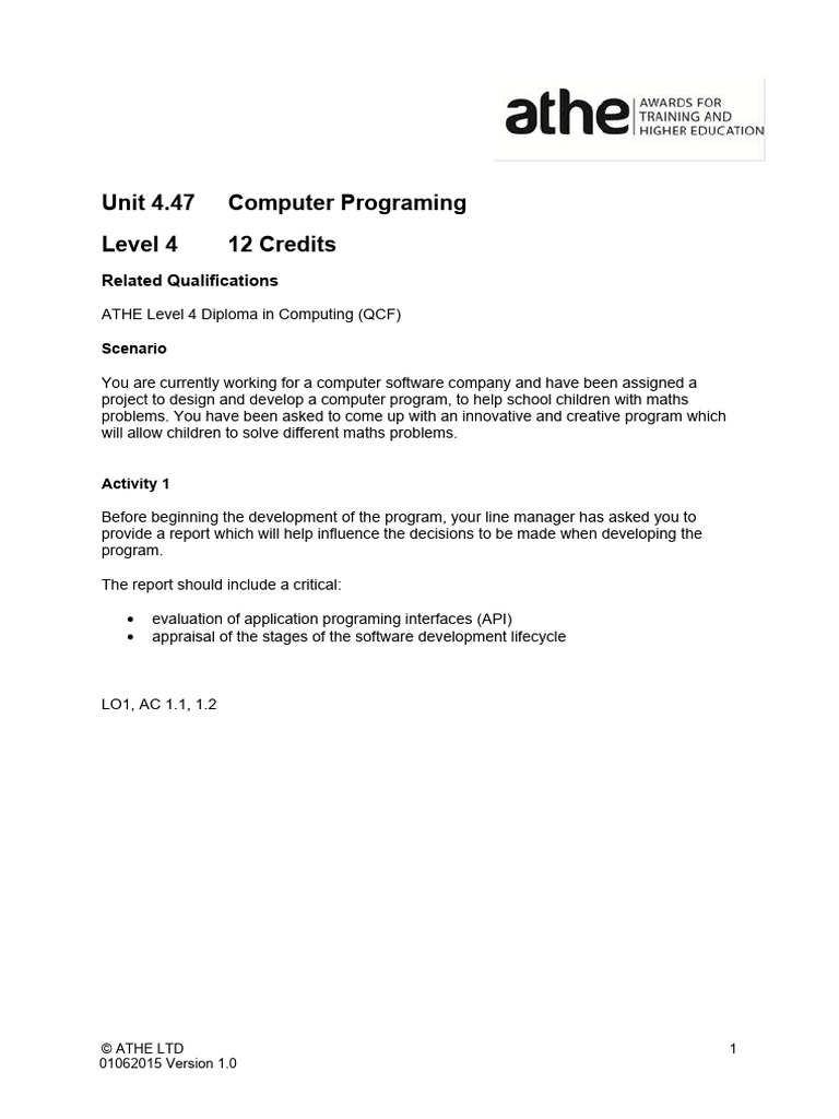 Unit 4.47 Computer Programing | PDF | Software | Computer Programming