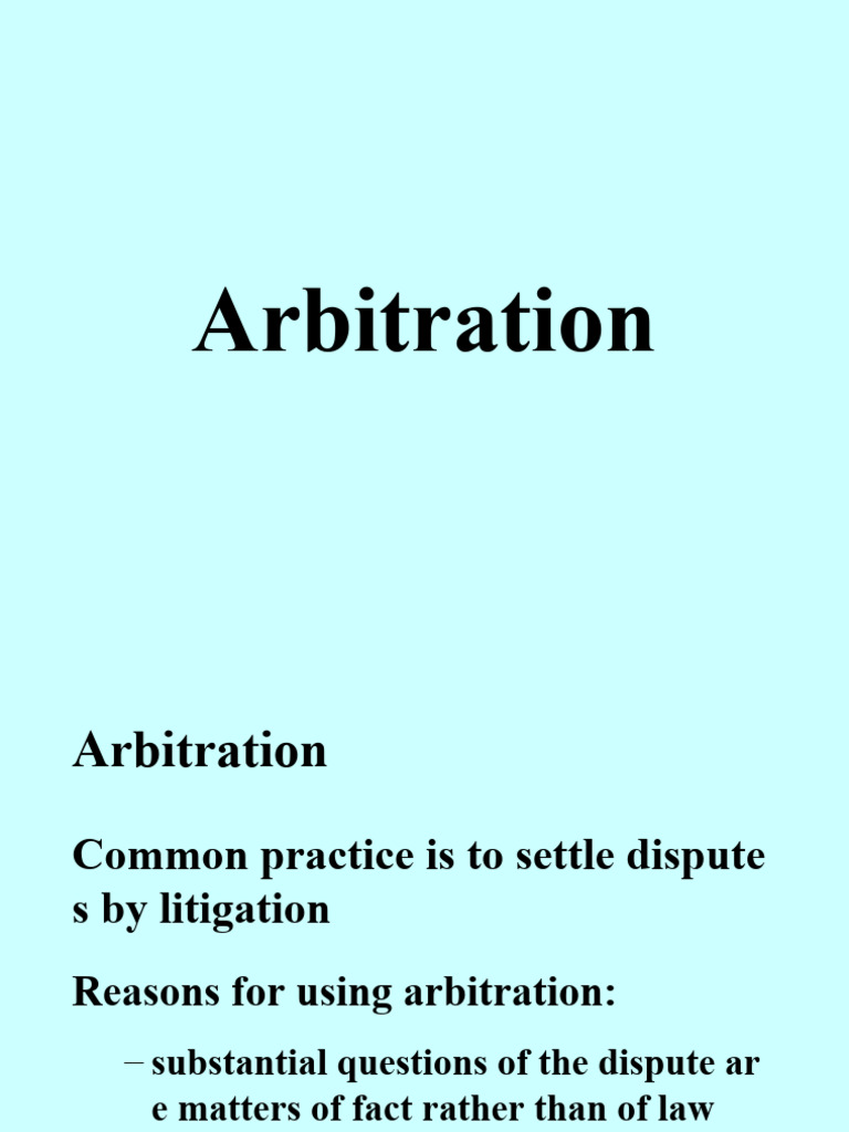 Arbitration | PDF | Arbitration | Legal Procedure