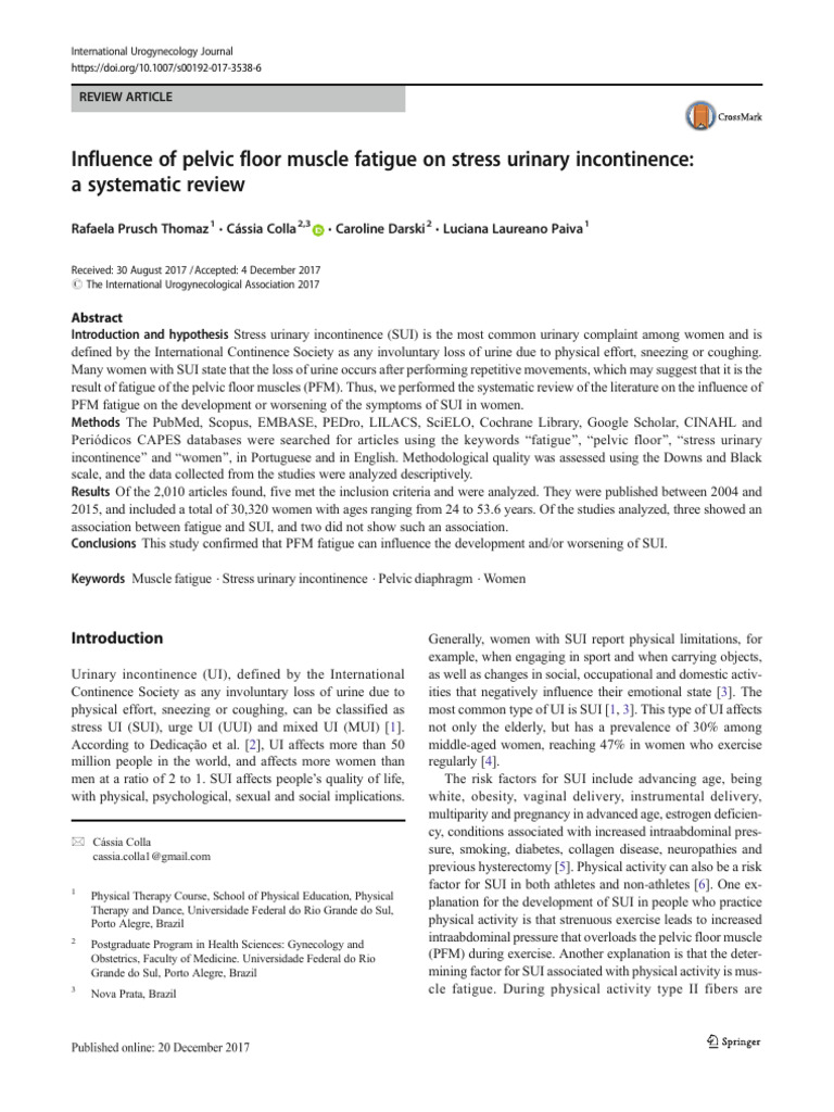 Lúcia Spallanzani - Artigo 02 | PDF | Urinary Incontinence | Systematic Review