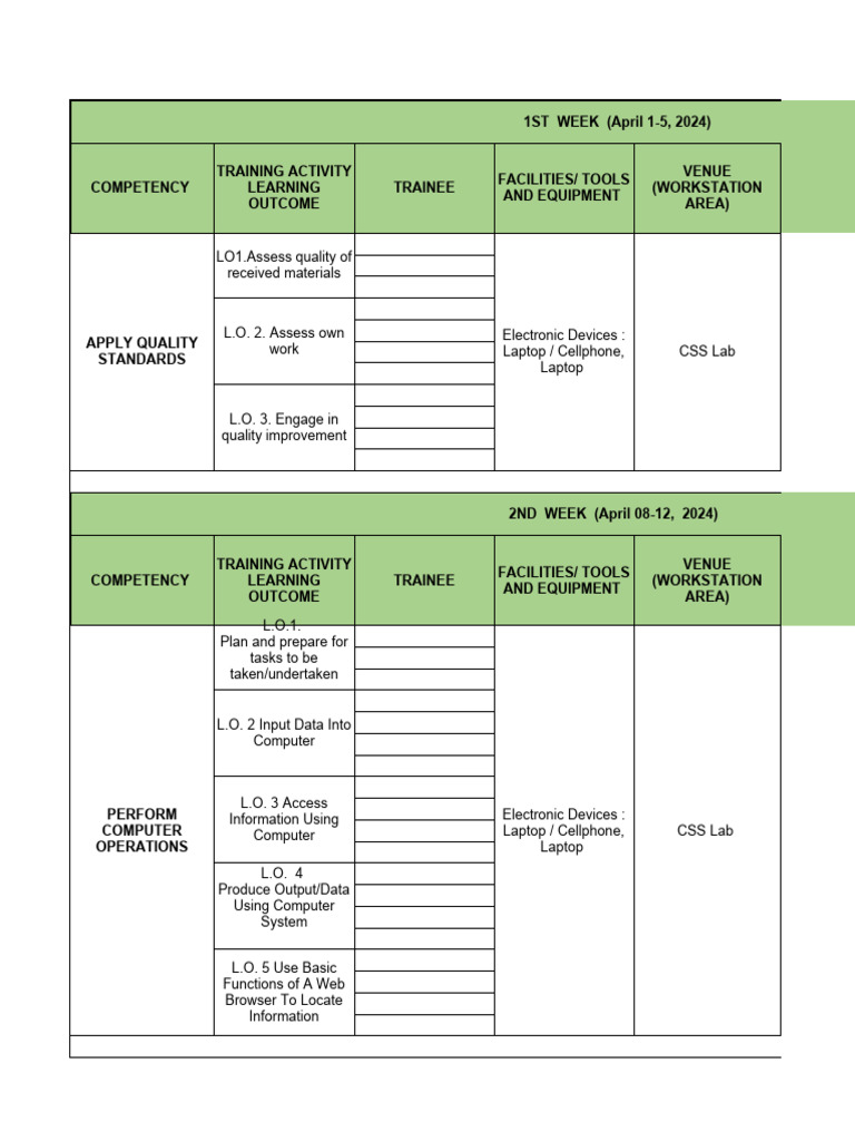 CSS Training Plan 2023 2024 | PDF | Computer Network | Laptop