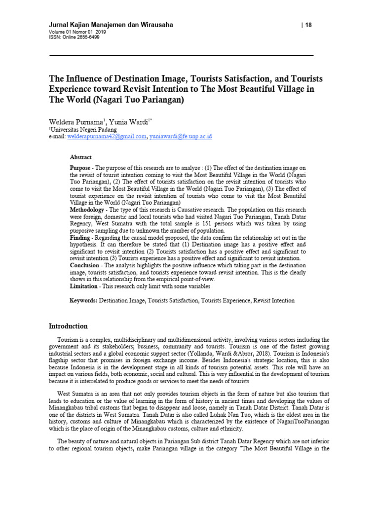 The Influence of Destination Image | PDF | Tourism | Regression Analysis