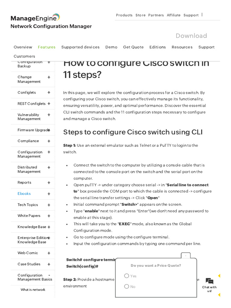 How To Configure Cisco Switch in 11 Steps - ManageEngine Network ... How To Configure Cisco Switch in 11 Steps - ManageEngine Network ...