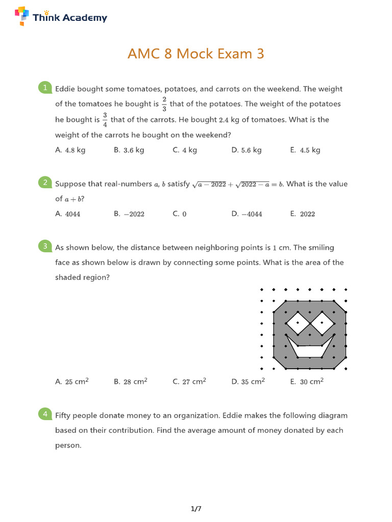 AMC 8 Mock Exam 4 | PDF