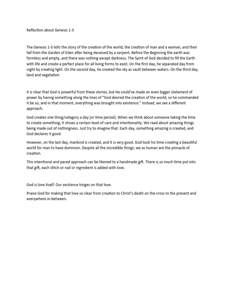 Reflection About Genesis 1 | PDF