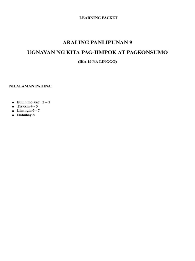 AralingPanlipunanPag-iimpok at Pagkonsumo | PDF