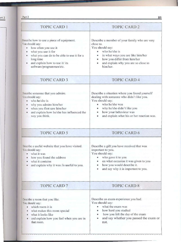 IELTS Speaking Cue Cards-1 | PDF | Language Arts & Discipline | Self ...
