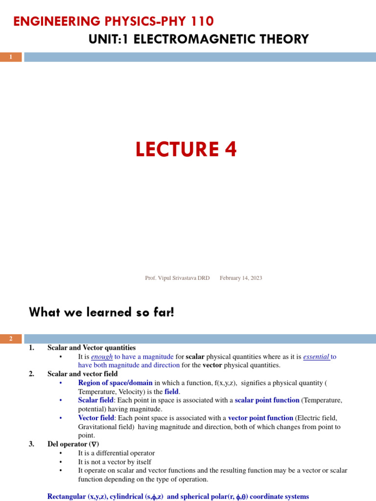 PHY110Unit1Lecture 4 22648 RT | PDF | Magnetic Field | Electromagnetic ...