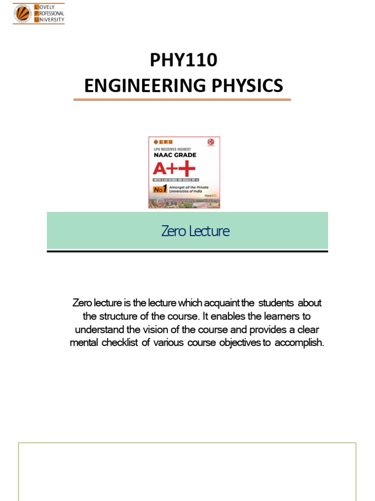 Zero Lecture | PDF | Laser | Engineering