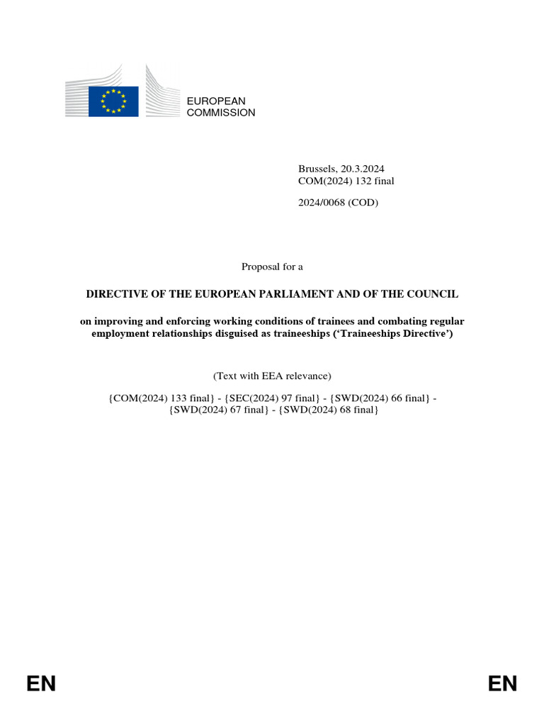 Traineeships Directive 2024 | PDF | European Union | Employment Traineeships Directive 2024 | PDF | European Union | Employment