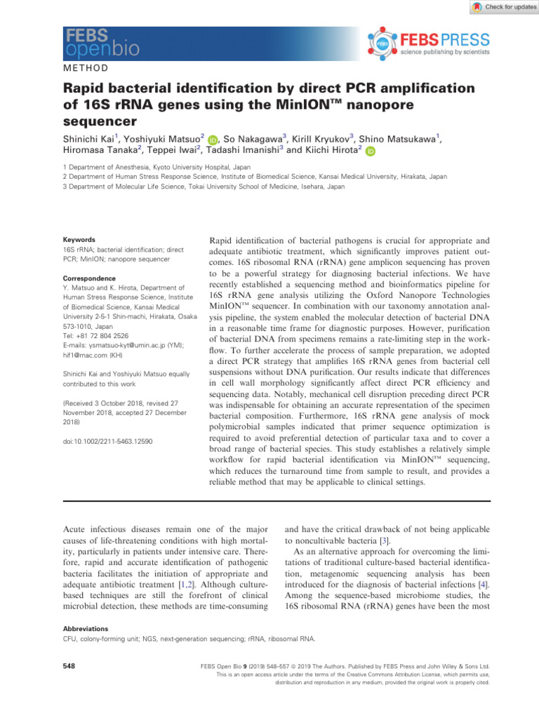 FEBS Open Bio - 2019 - Kai - Rapid Bacterial Identification by Direct ...