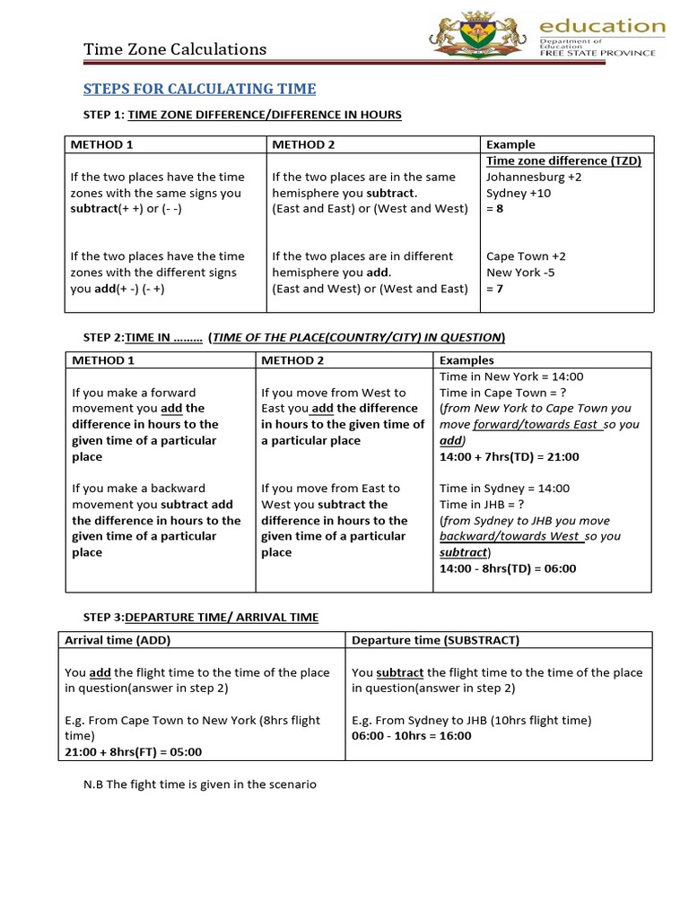 Time Zone Calculations | Download Free PDF | Daylight Saving Time ...