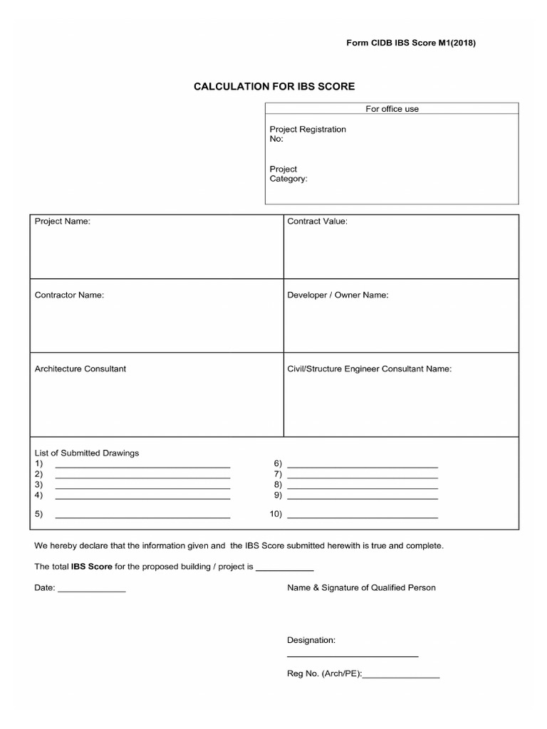 Form-CIDB-IBS-Score-M1-2018 | PDF