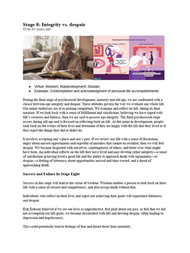 Erikson's Stage 8: Integrity vs. Despair | PDF | Forgiveness ...
