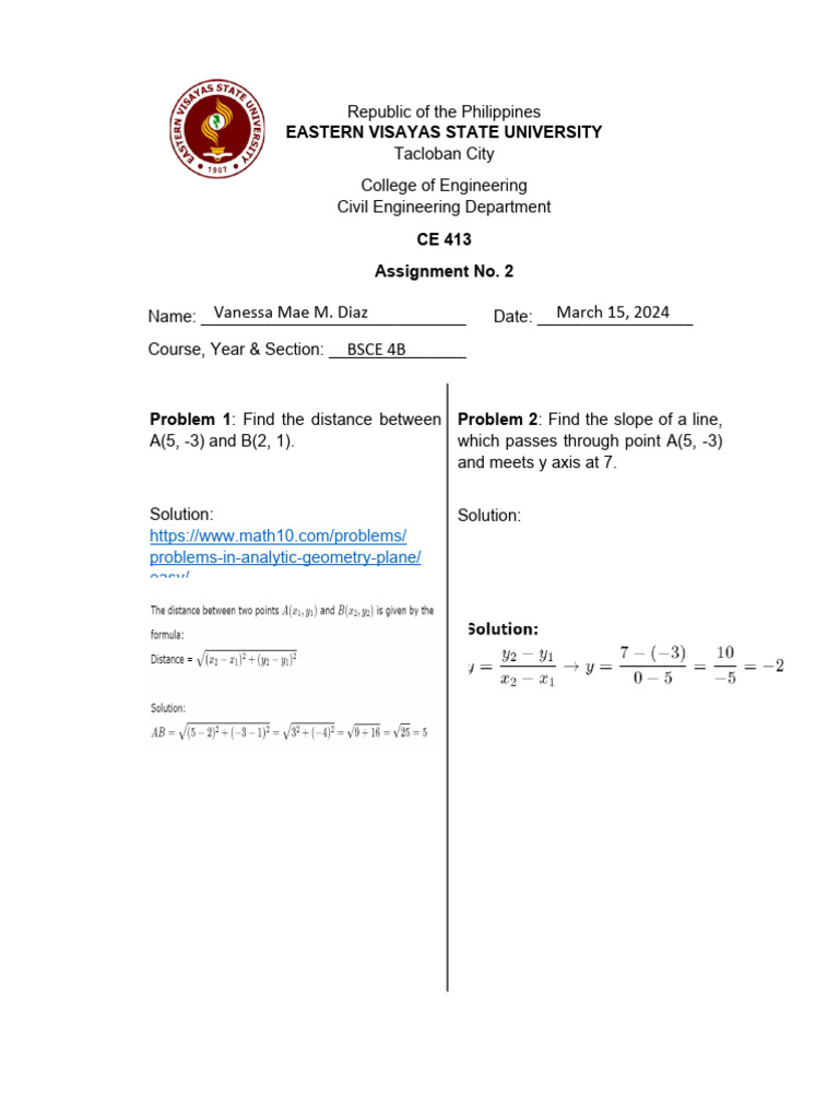 Ass 2 | PDF | Equations | Analytic Geometry