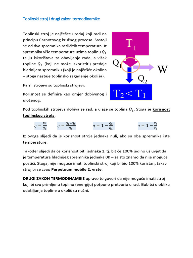 Toplinski Stroj I Drugi Zakon Termodinamike | PDF