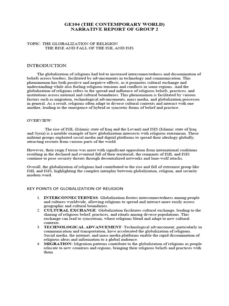 Ge104 Narrative Report Group 2 | PDF | Globalization | Social Media