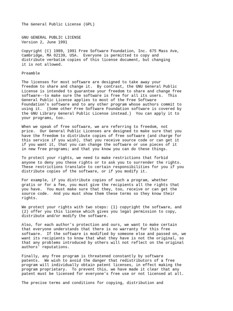 GPL License | PDF | License | Free Software