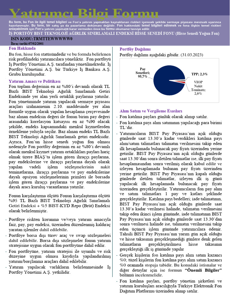 TTE - Yat - R - MC - Bilgi Formu - 2023 04 03 | PDF