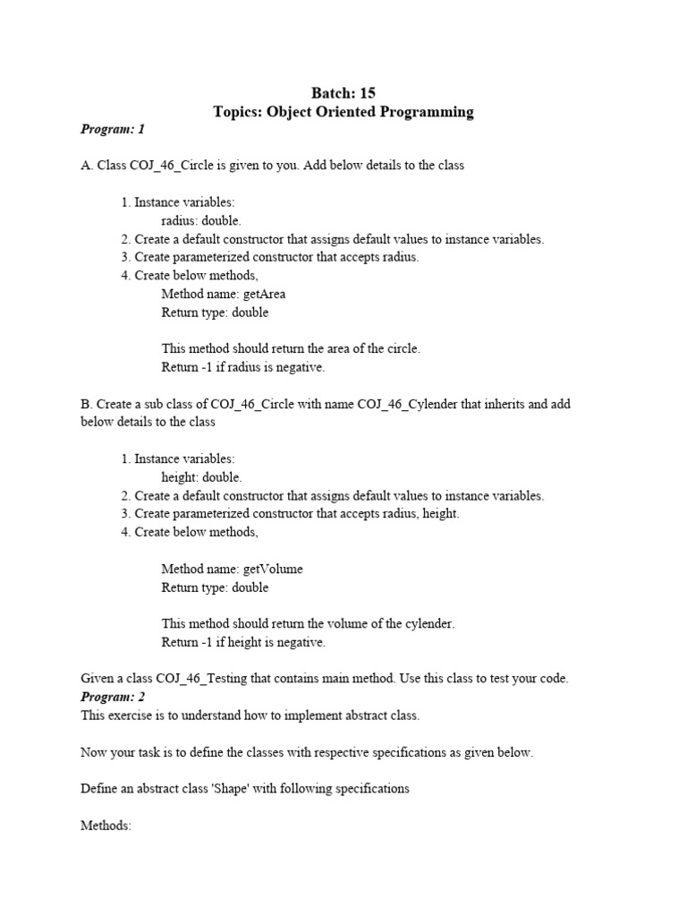 Feb 27 Batch15 | PDF | Method (Computer Programming) | Class (Computer Programming)