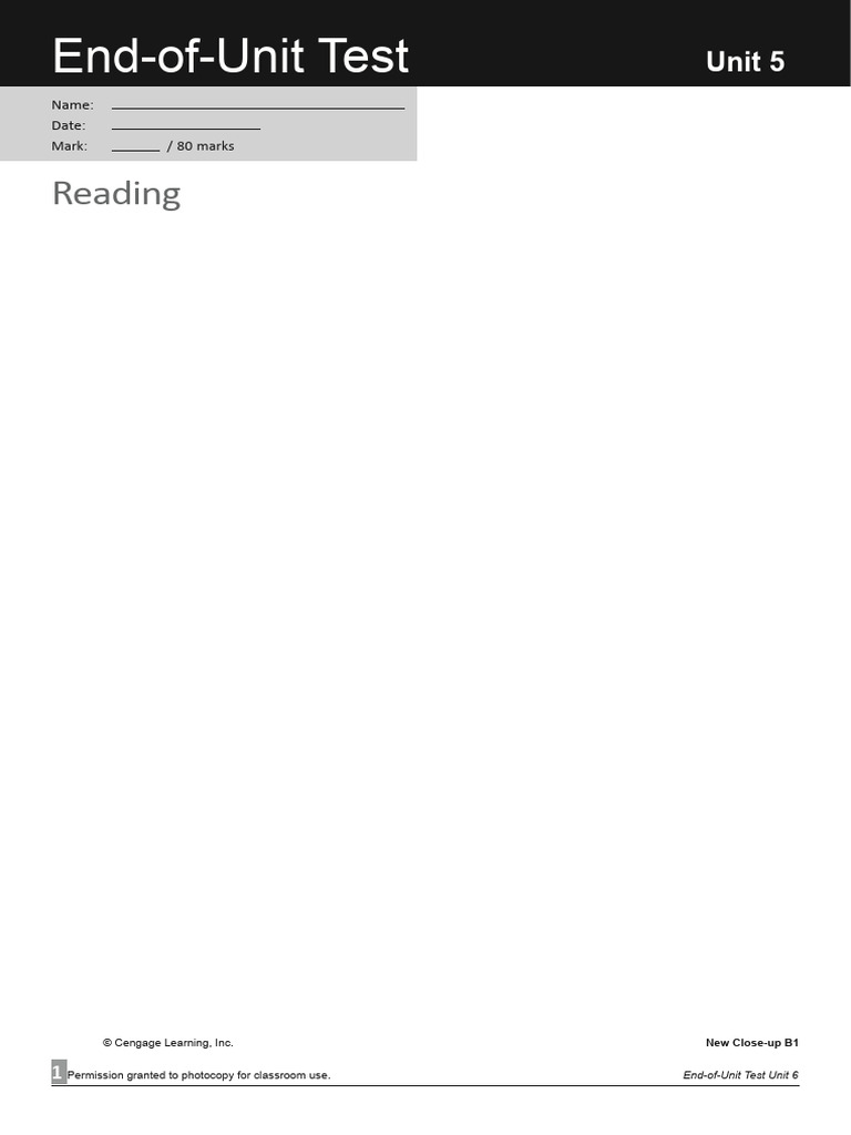 Unit 6 End-of-Unit Test | PDF