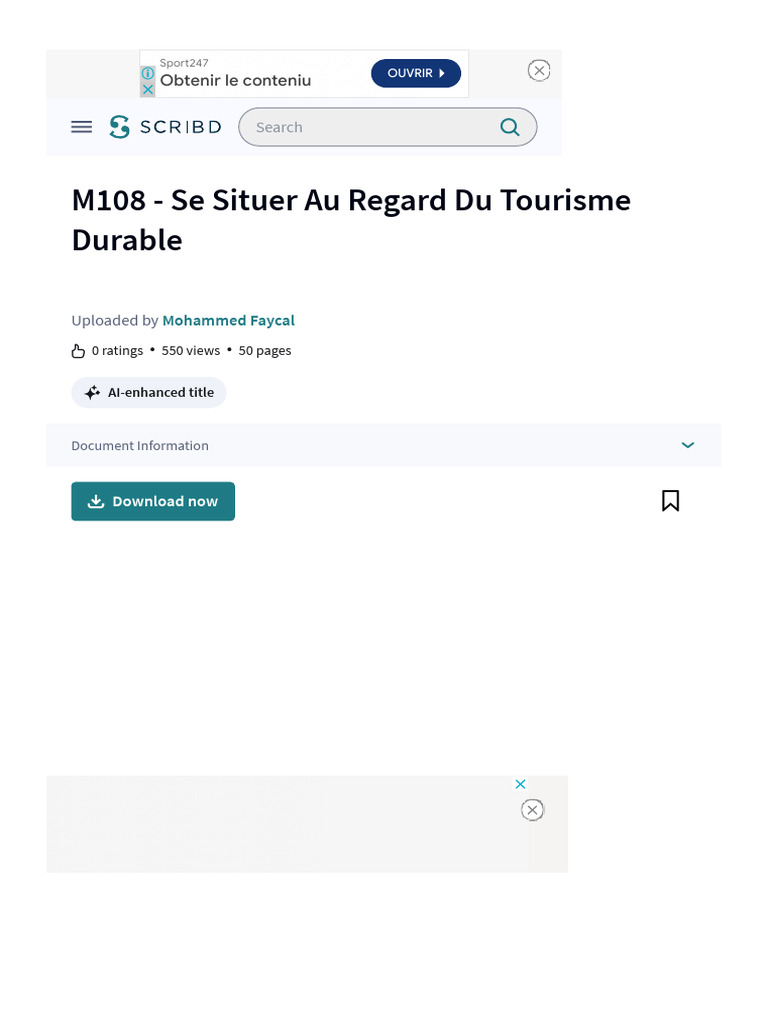 M108 - Se Situer Au Regard Du Tourisme Durable - PDF - Développement Durable - E | PDF | Scribd ...