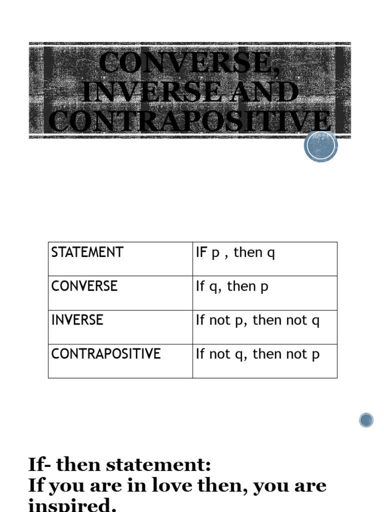 Lesson 2. Inverse Converse and Contrapositive | PDF