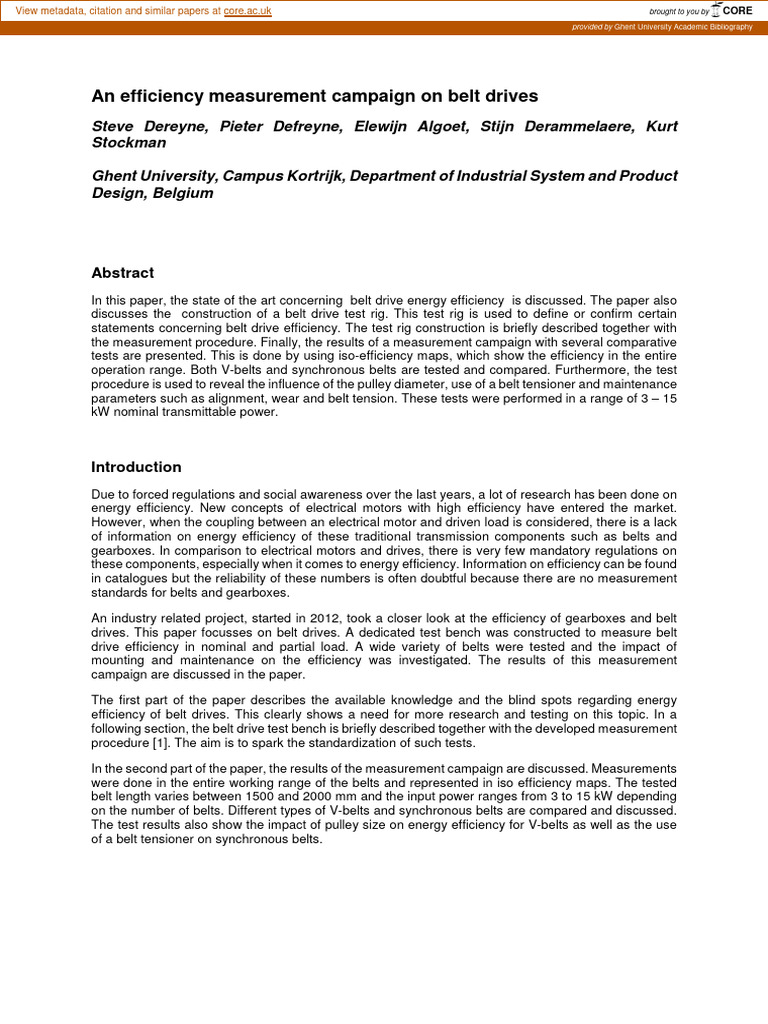 Belt Drive Efficiency Measurement Insights | PDF | Belt (Mechanical ...