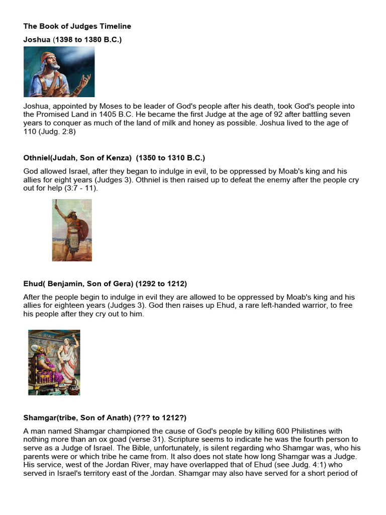 The Book of Judges Timeline with pictures | PDF | Book Of Judges ...