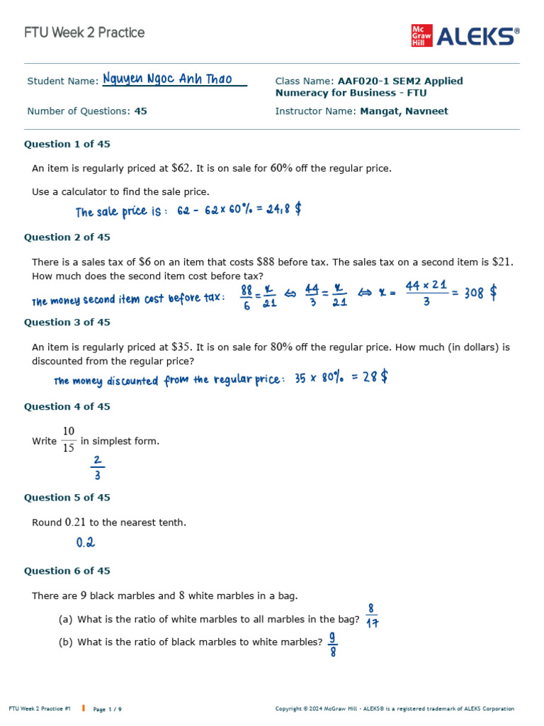 AAF020-1 Week 2 WORKSHOP Practice Questions | PDF