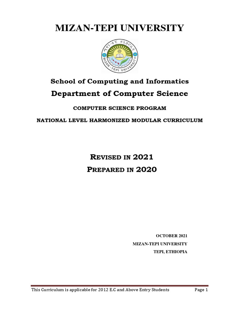 Harmonized Computer Science UnderGraduate Curriculum September 2020 ...
