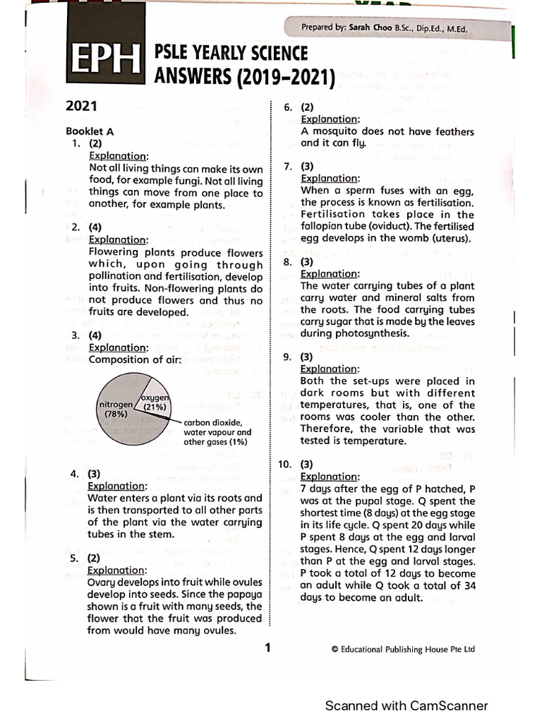 Psle Science 2021 Ans | PDF