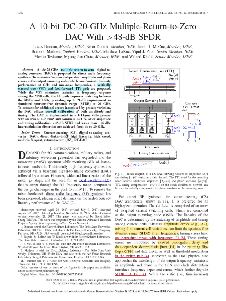 2017-Duncan-A 10-Bit DC-20-GHz Multiple-Return | PDF | Digital To ...