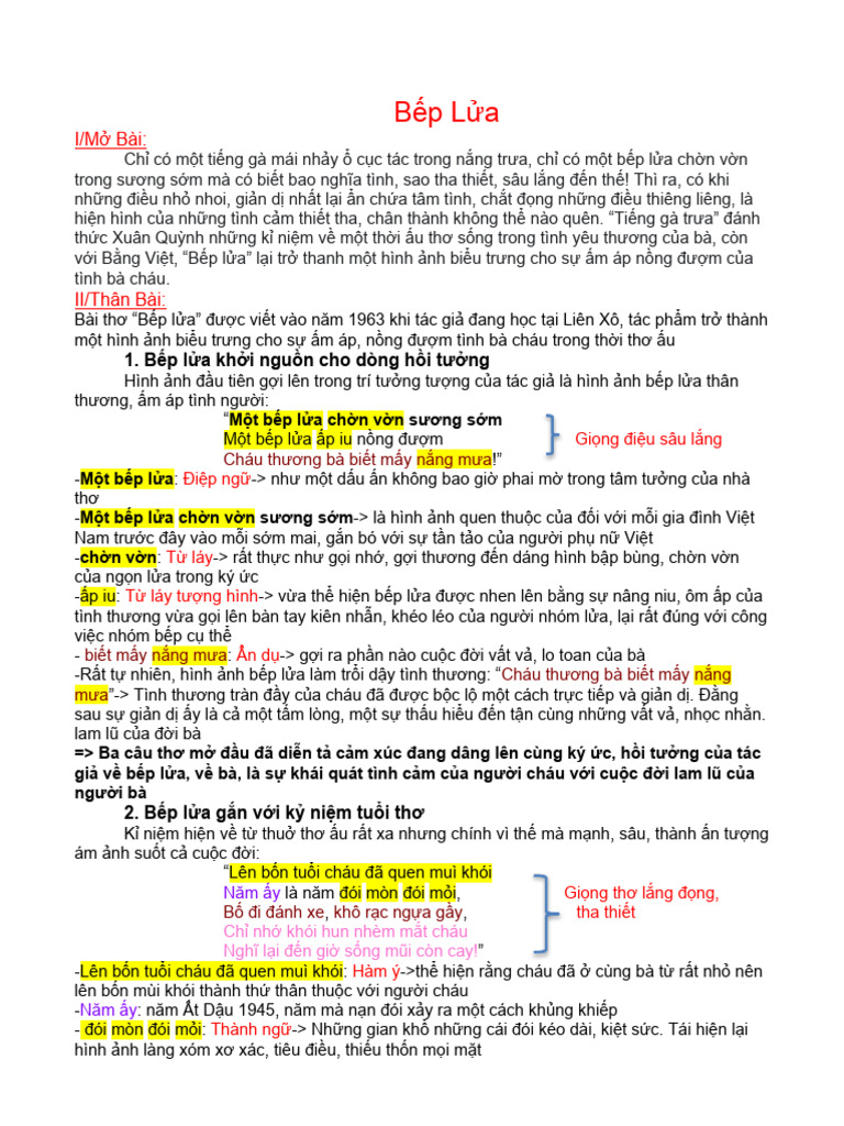 BEP LUA - Ngu Van Tuyen Sinh | PDF