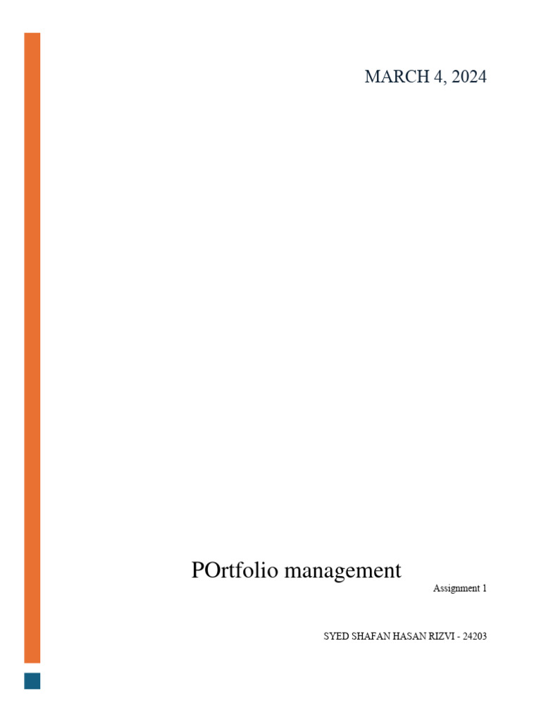 Portfolio Management Report | PDF | Modern Portfolio Theory ...