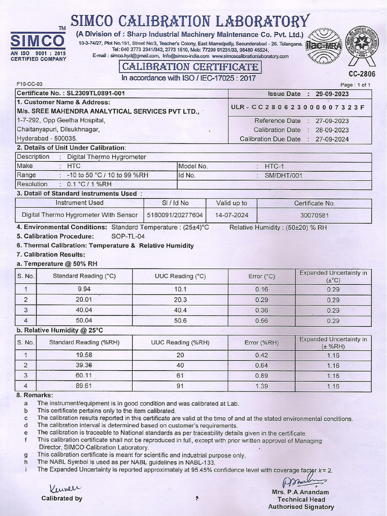 Simco-Digital Thermo Hygrometer | PDF