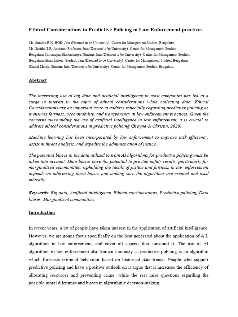 Ethical Issues in Predictive Policing | PDF | Intelligence (AI ...