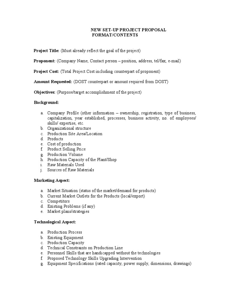 Set-Up Project Proposal Format | PDF | Employment | Business