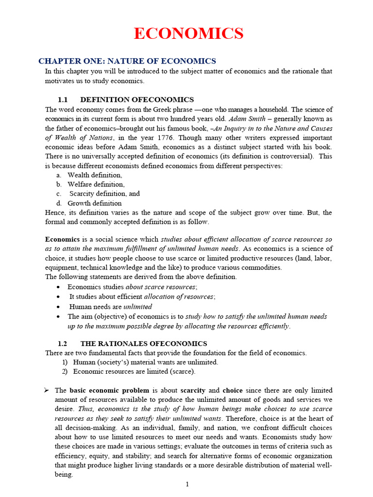 Economics Chapter 1 | PDF | Economics | Economic System