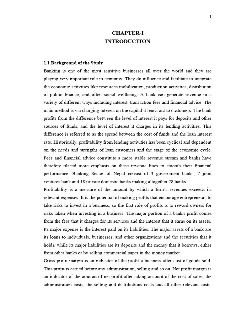 Chapter-I: 1.1 Background of The Study | PDF | Dividend | Banks