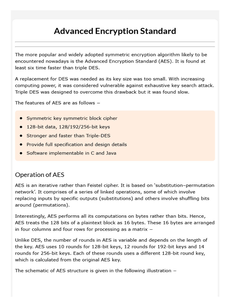 Advanced Encryption Standard | PDF | Cryptography | Espionage Techniques