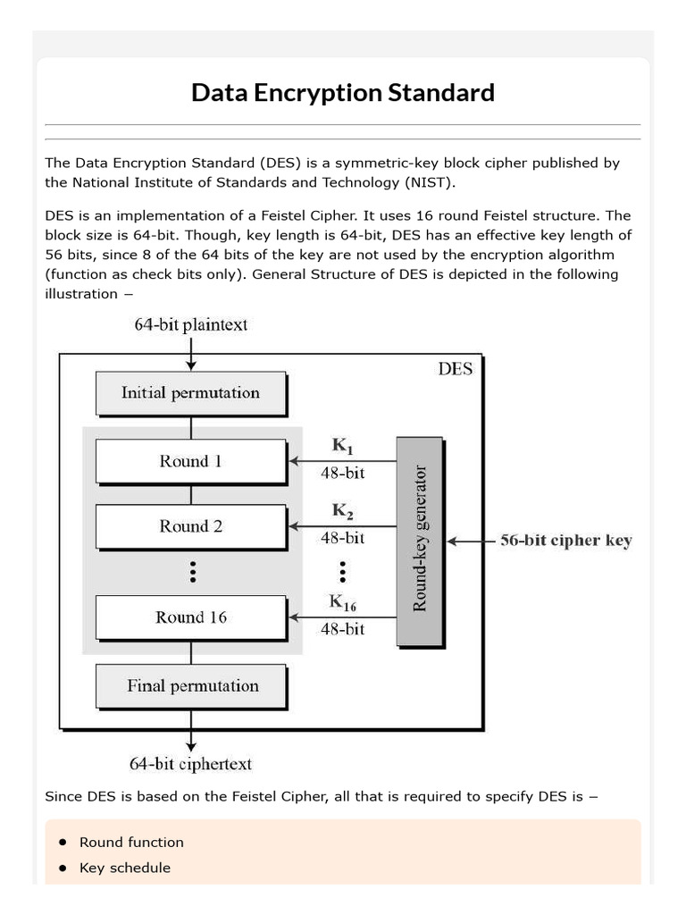 Data Encryption Standard | PDF | Cryptography | Security Engineering