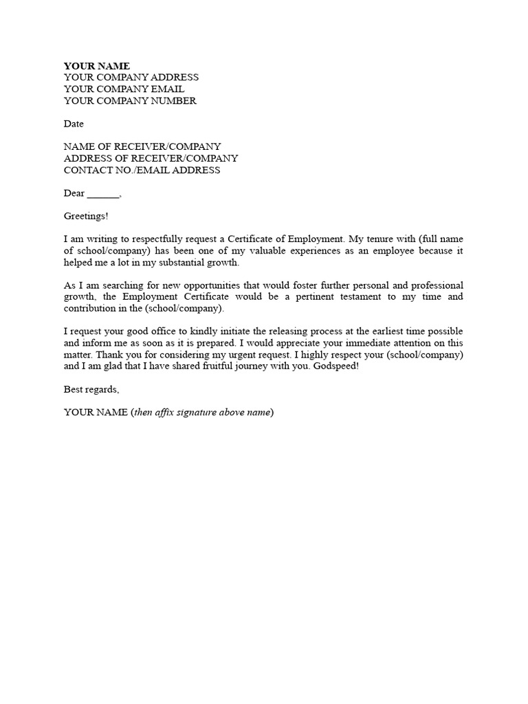 Request Letter For COE | PDF | Career & Growth